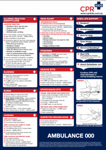 The CPR Kids CPR Quick Reference Poster